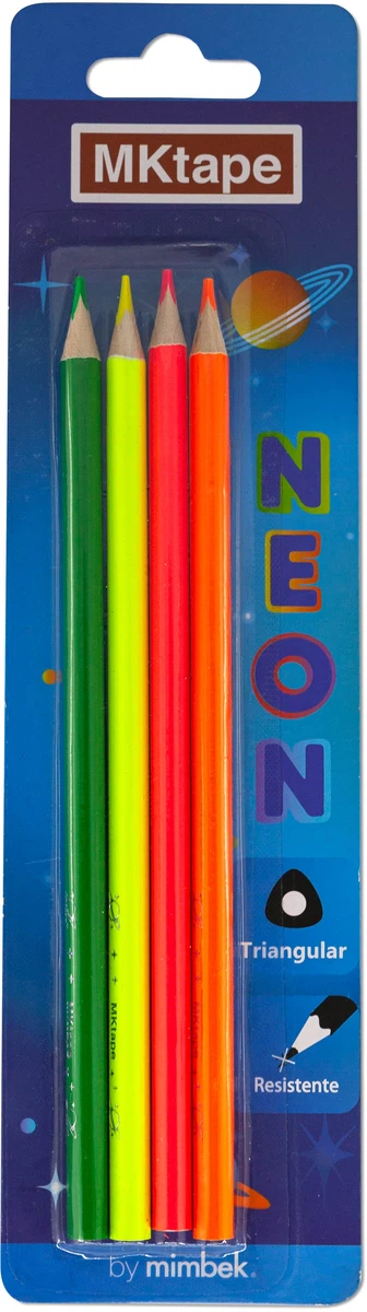 MKtape Pack de 4 Lapices Triangulares de Colores - Mina de 3,0mm ...